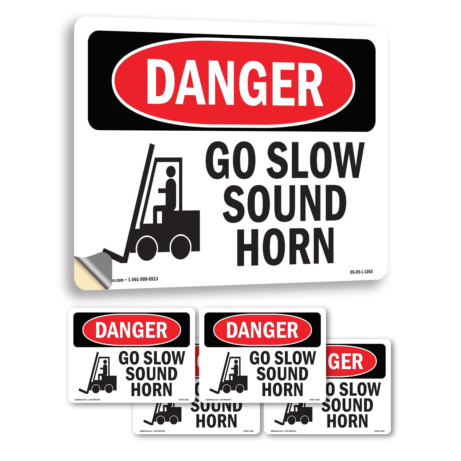 Go Slow Sound Horn OSHA Danger Vinyl Decal Label 7 Inch x 5 Inch - 5 ...