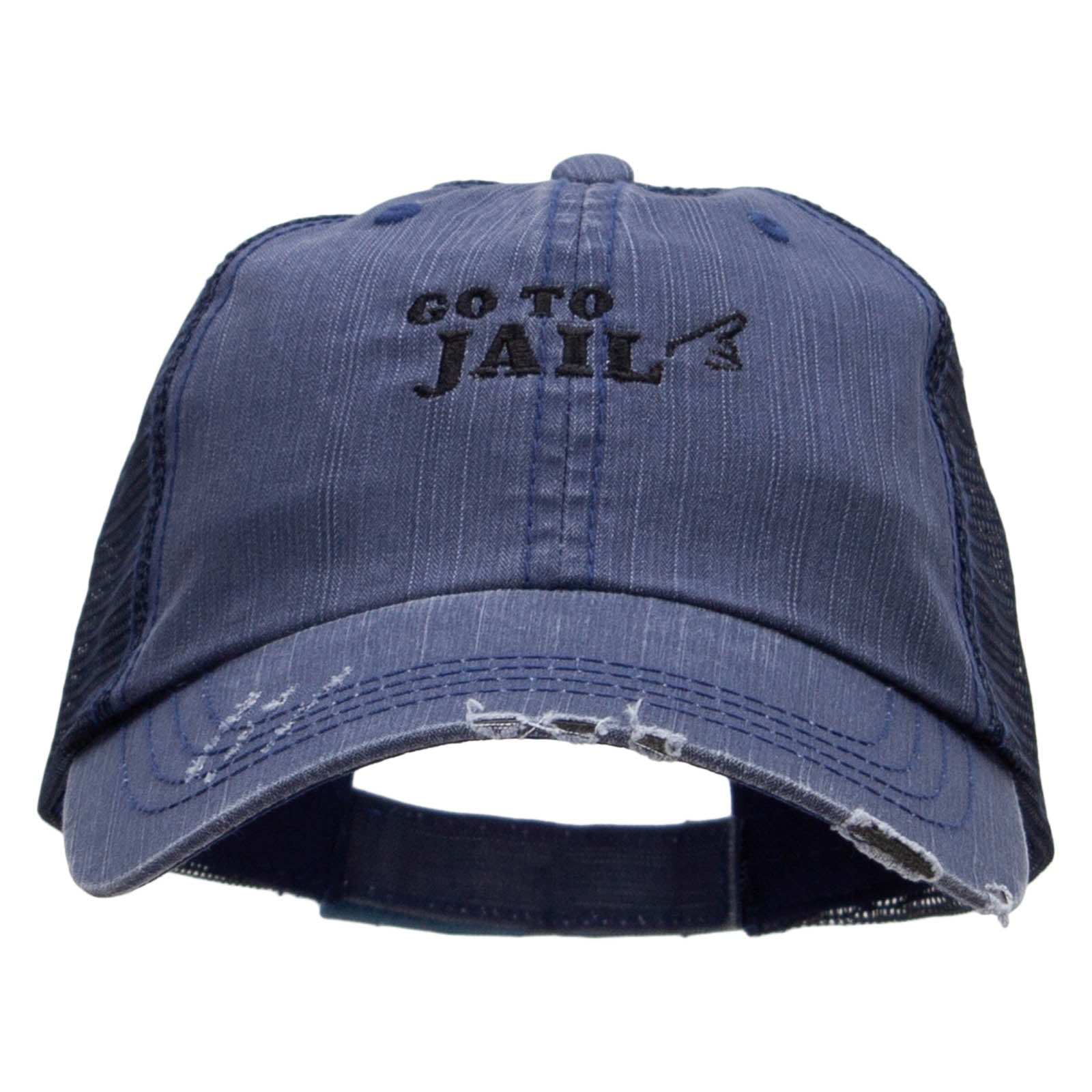 Go To Jail Embroidered Low Profile Special Cotton Mesh Cap - Navy OSFM ...