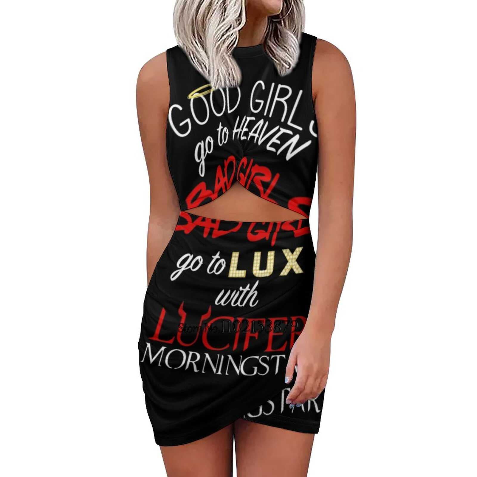 Go To Lux With Lucifer Back Lacing Backless Dress Square Neck Dress New ...