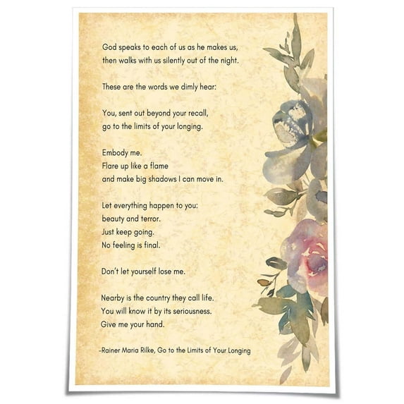 Go To The Limits of Your Longing Poem Wall Art Poetry Poster Landscape ...
