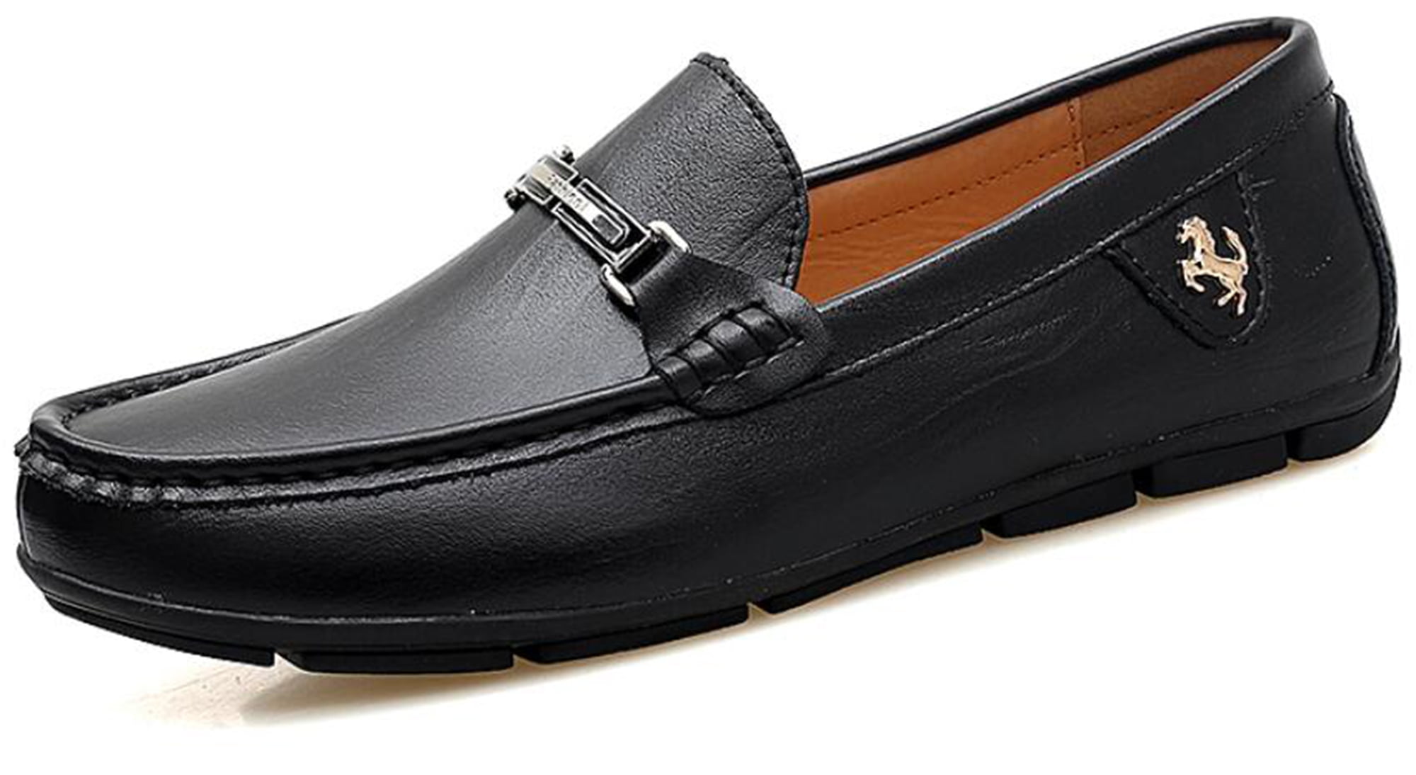 Go Tour Men’s Casual Leather Fashion Slip on Loafers Shoes Black A 12/ ...