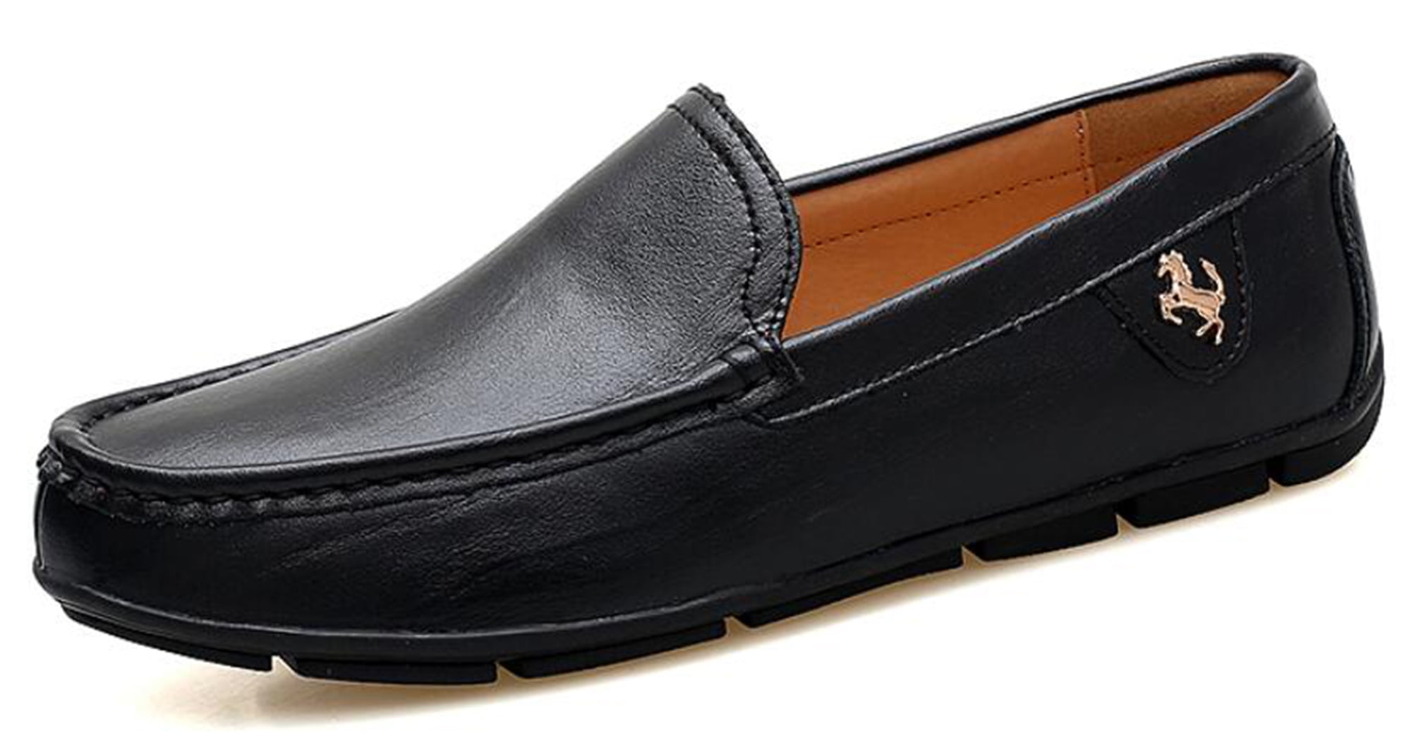 Go Tour Men’s Casual Leather Fashion Slip on Loafers Shoes Black B 7/39 ...