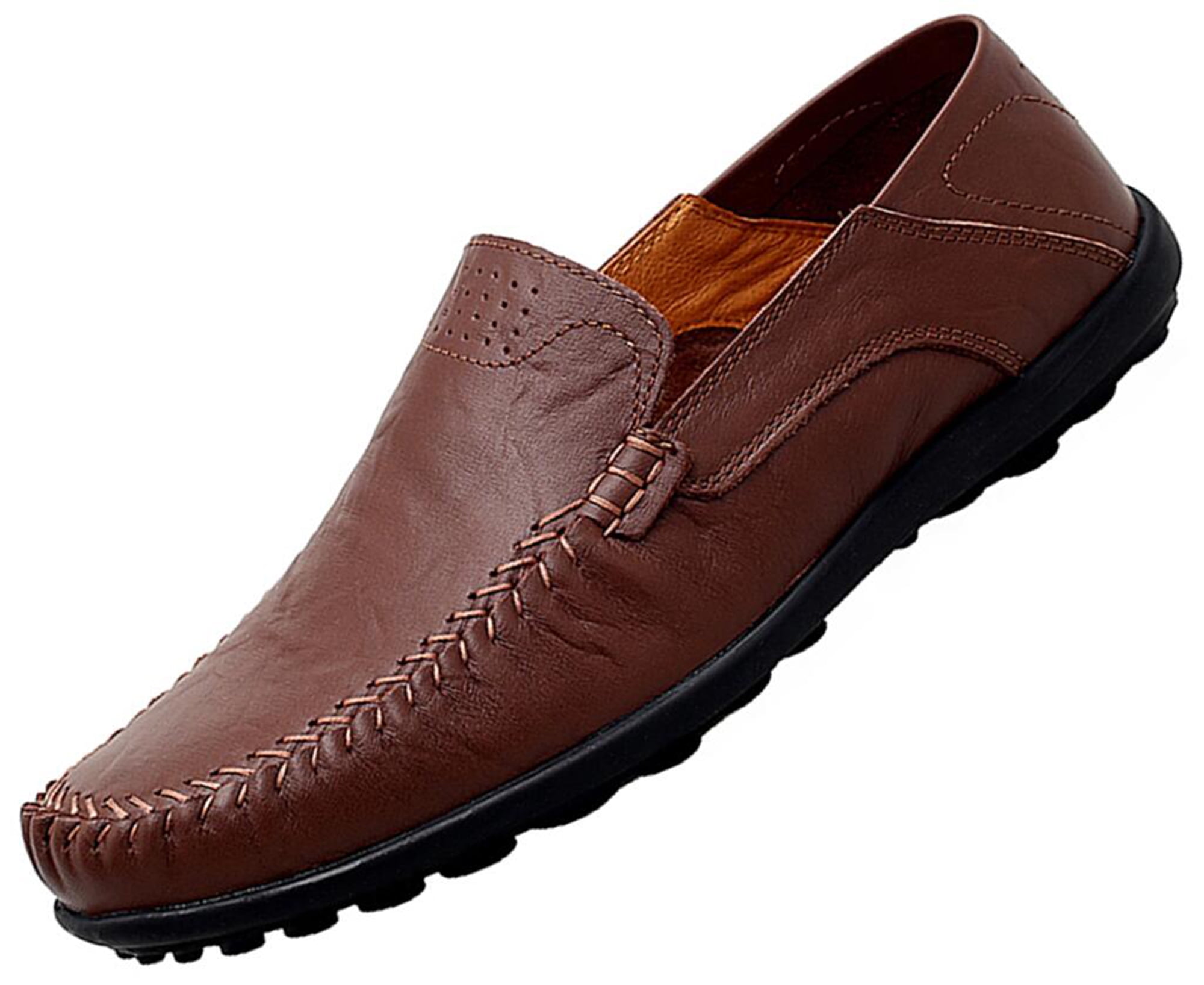 Go Tour Men's Premium Genuine Hand-made Leather Casual Slip on Loafers ...