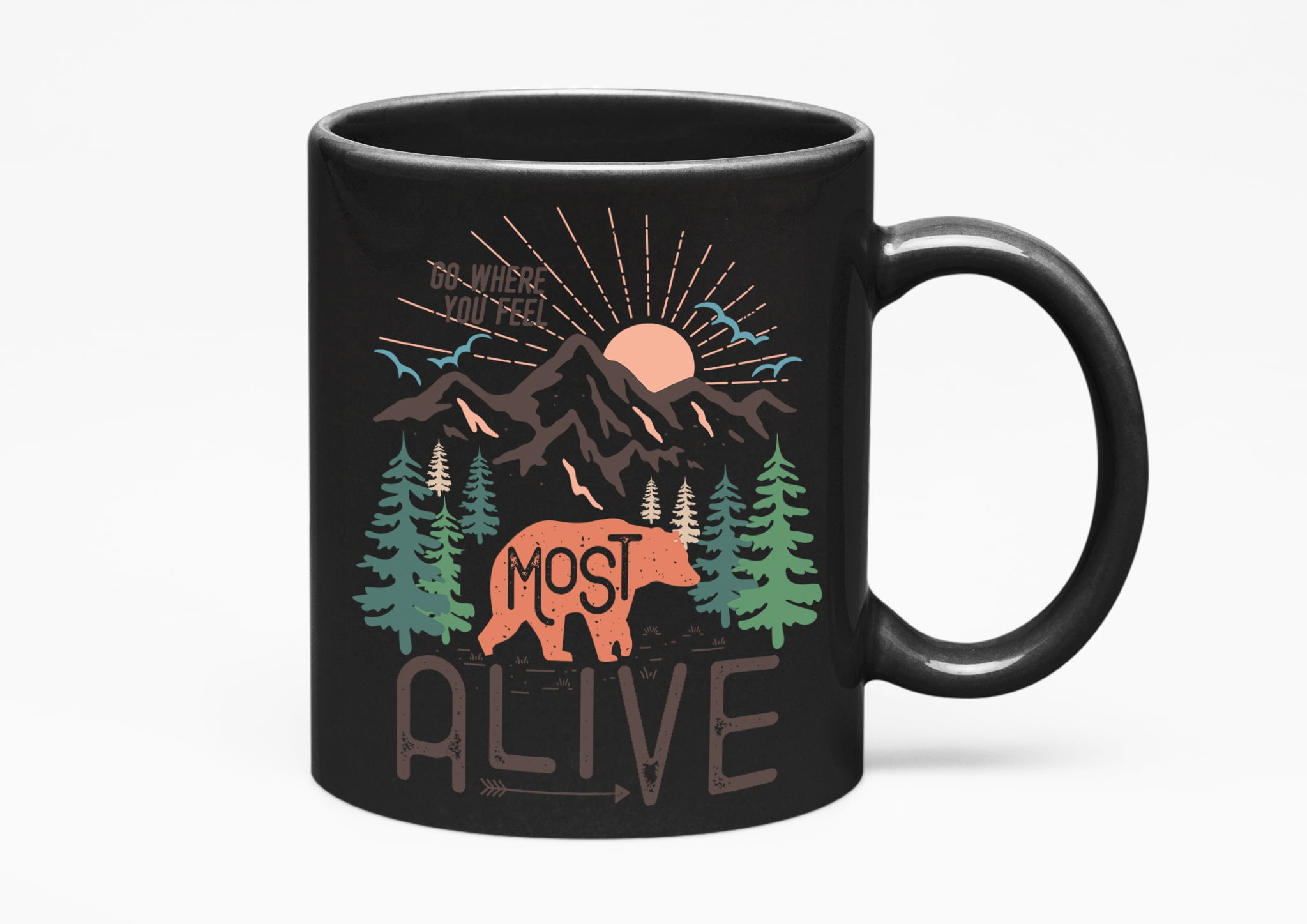 Go Where You Feel Most Alive, Bear in the Woods & Nature Adventure Art ...