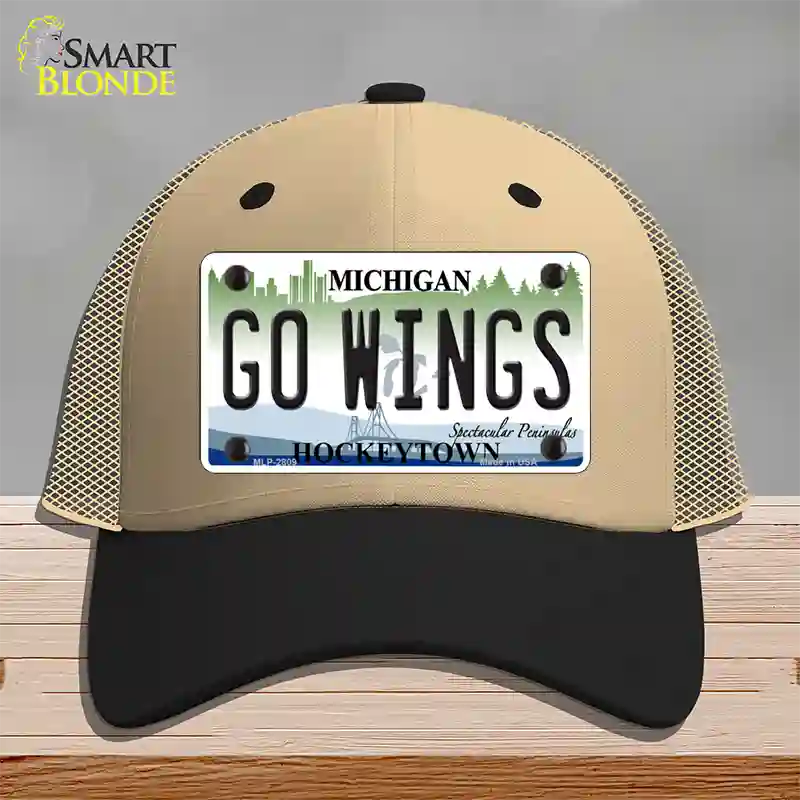 Go Wings Michigan State Novelty License Plate Hat Mesh Khaki|Black ...
