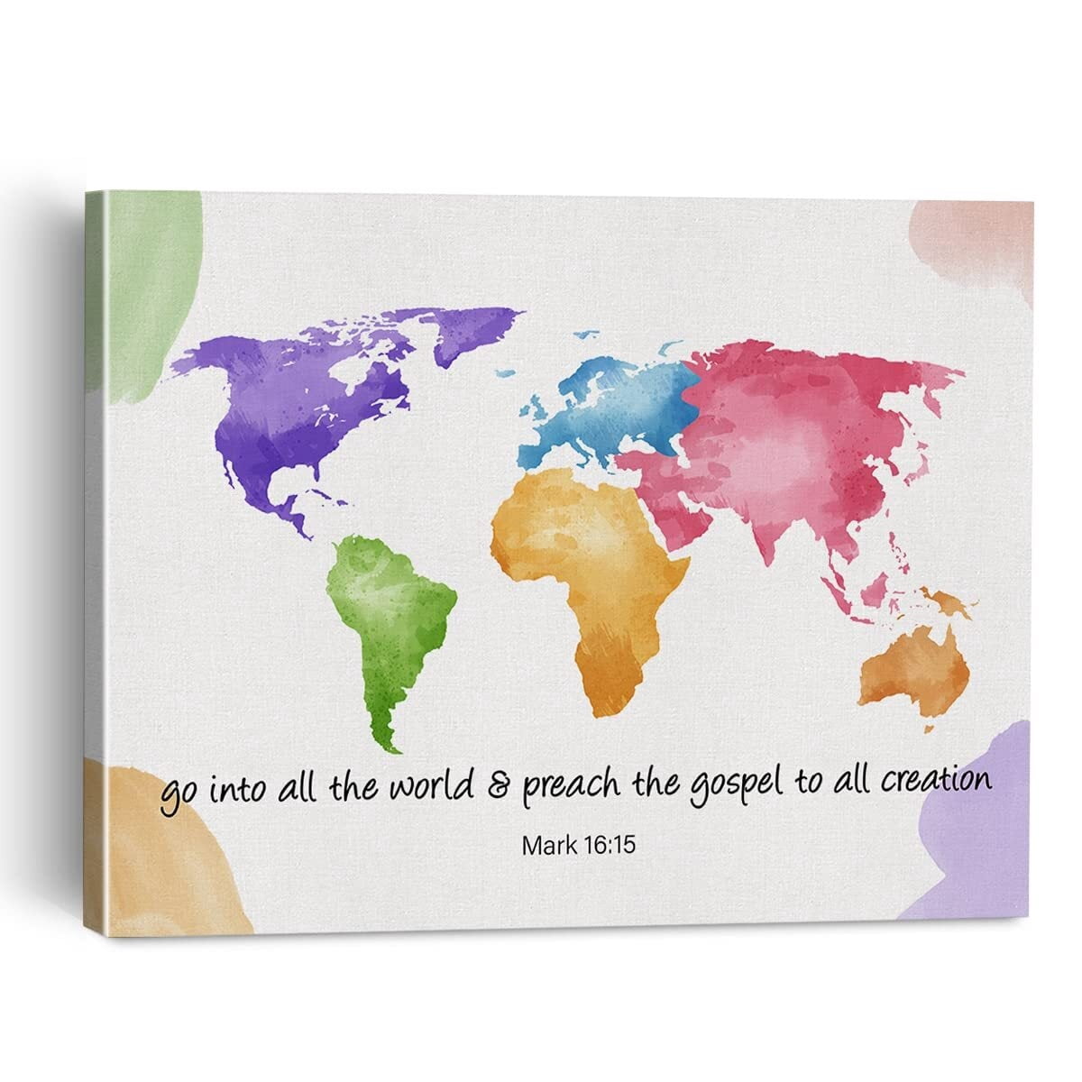 Go Into All the World Bible Verse Canvas Painting Framed Wall Art Decor ...