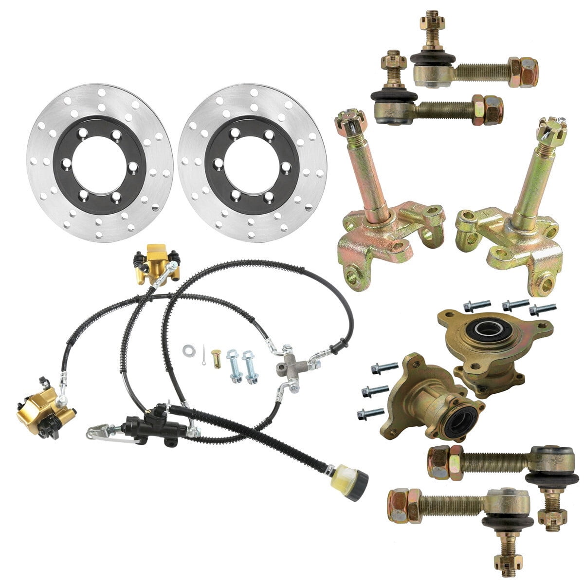 Go kart Hydraulic Front Foot Brake Caliper Knuckle Spindle 3 Stud Hub ...