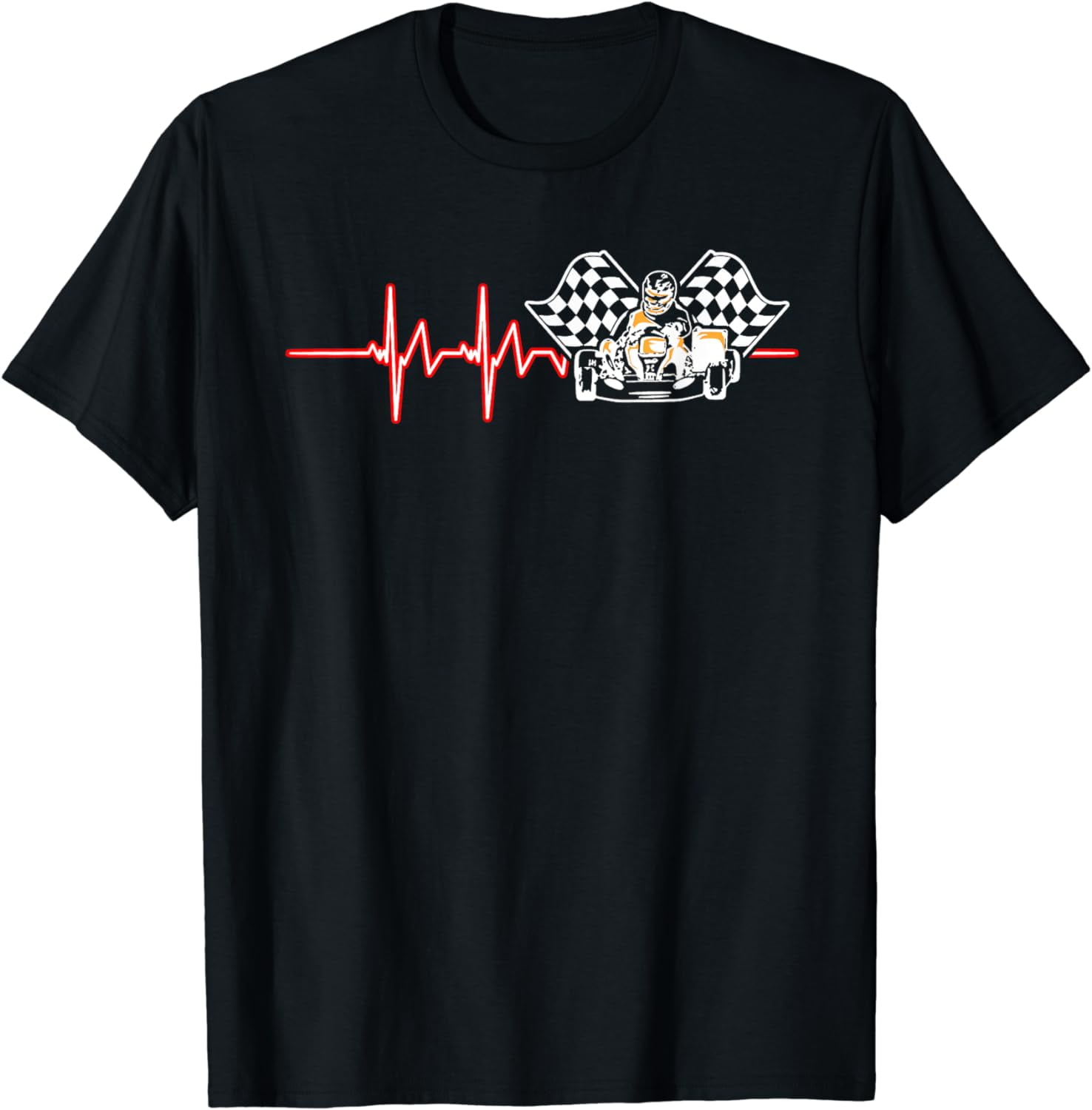 Go-kart racing flag car go-kart racing heartbeat T-Shirt - Walmart.com
