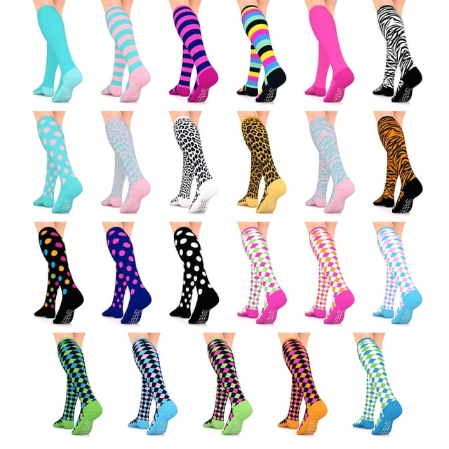 Go2 Fashion Compression Socks for Women 15-20 mmHg Athletic Running ...