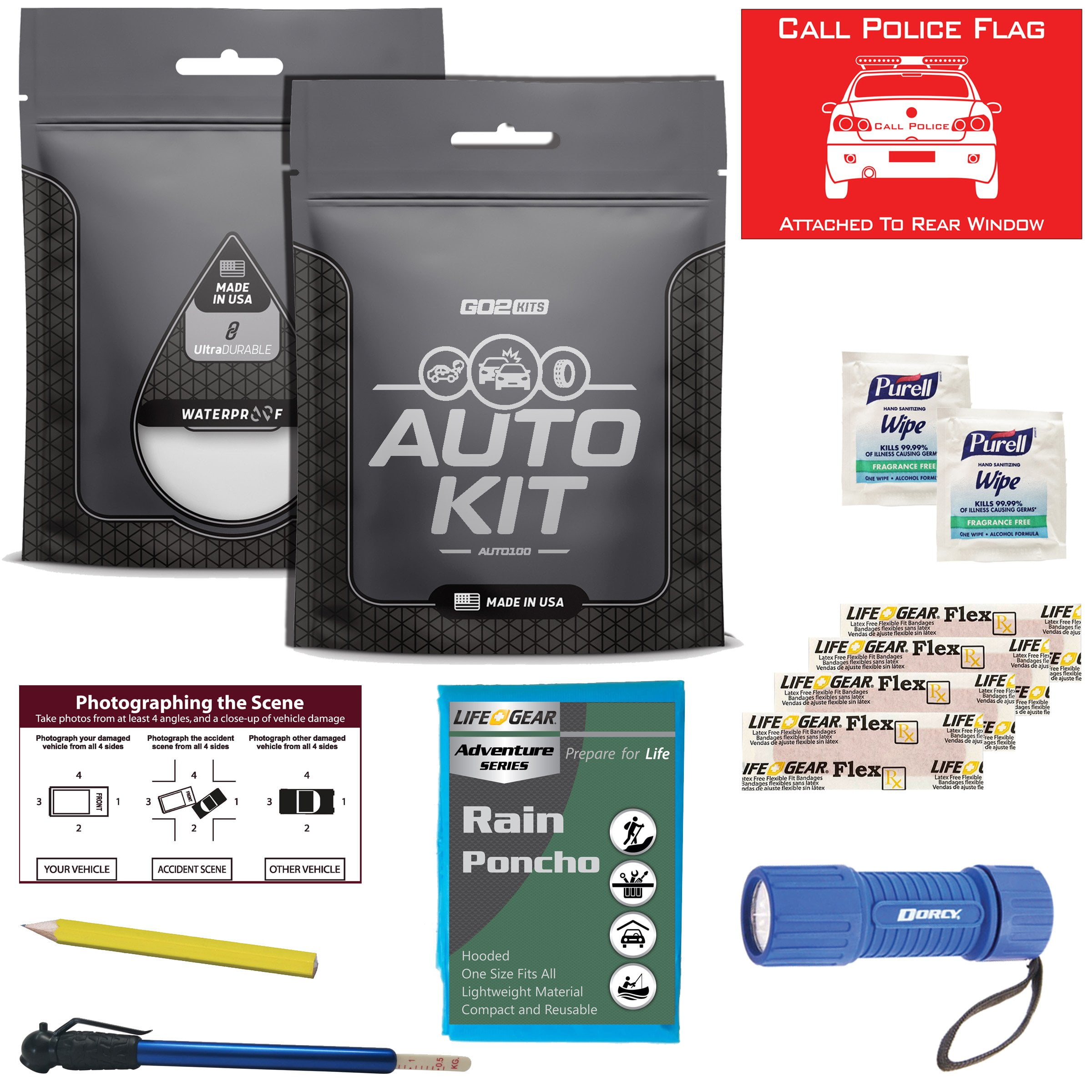 Go2Kits Auto Accident Emergency and Safety Kit including Basic First ...