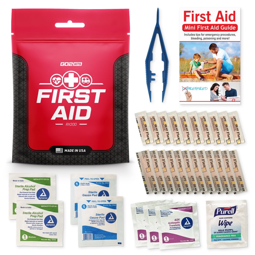 Go2Kits USA Made First Aid Kit 2.0 - 38 Piece Basic Plus with Cleansing ...