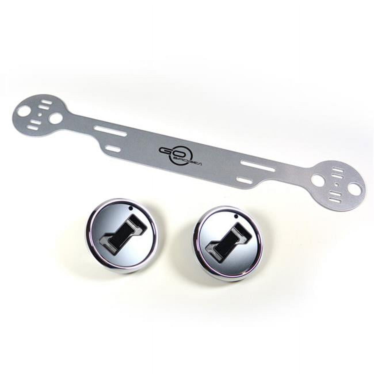 GoBadges MS014 Aluminum License Plate Badgebar - Silver With 2 Chrome ...