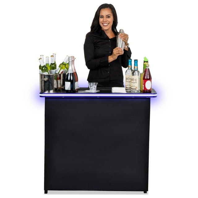 GoBar LED Bar Table - Mobile Bartending Station with Outdoor Storage ...