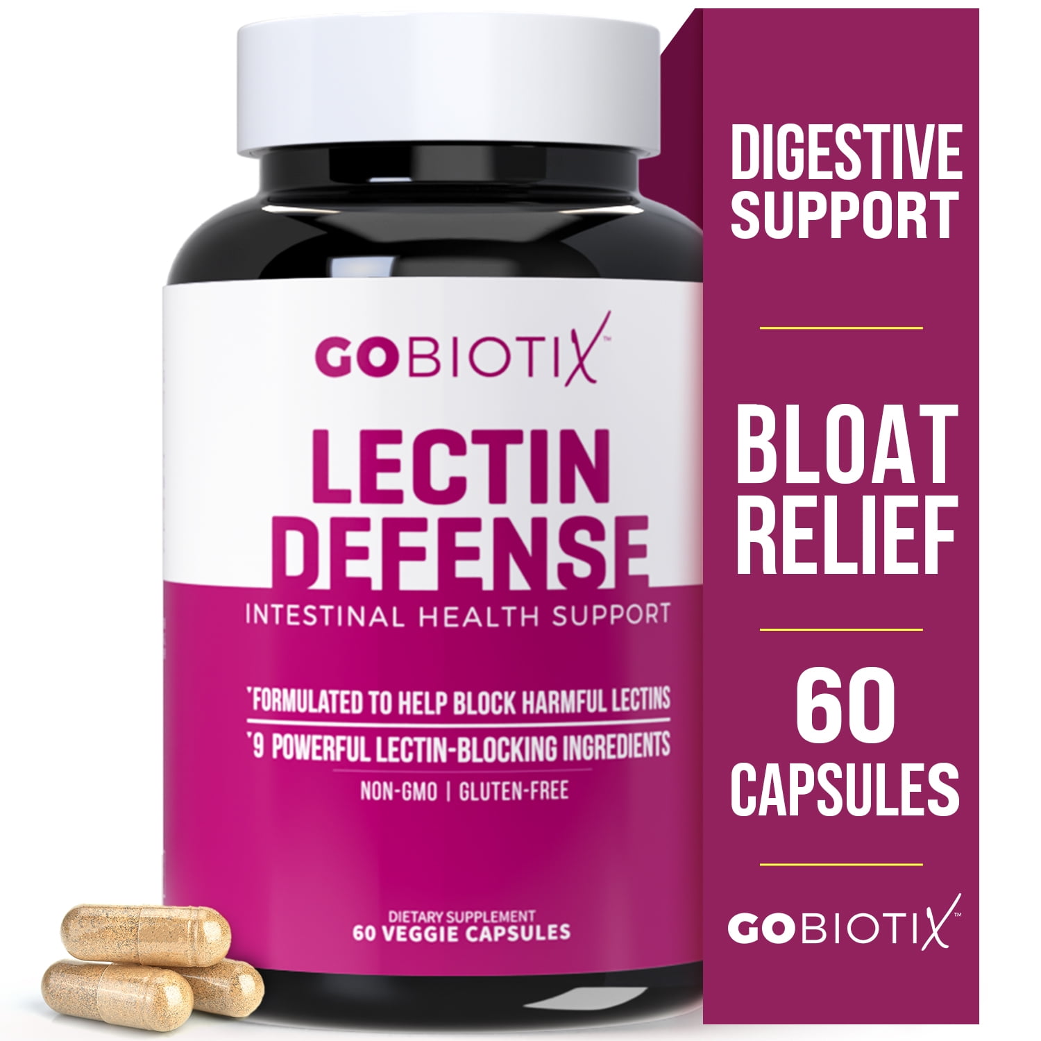 GoBiotix Lectin Defense Supplement for Digestive Comfort, Bloating, and ...