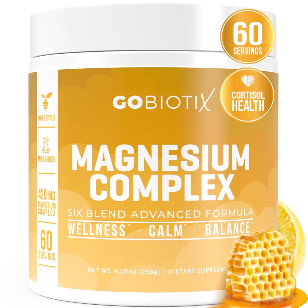 GoBiotix Magnesium Complex Dietary Powder - Sleep Aid, Stress Relief, Muscle Relaxation - Honey ...