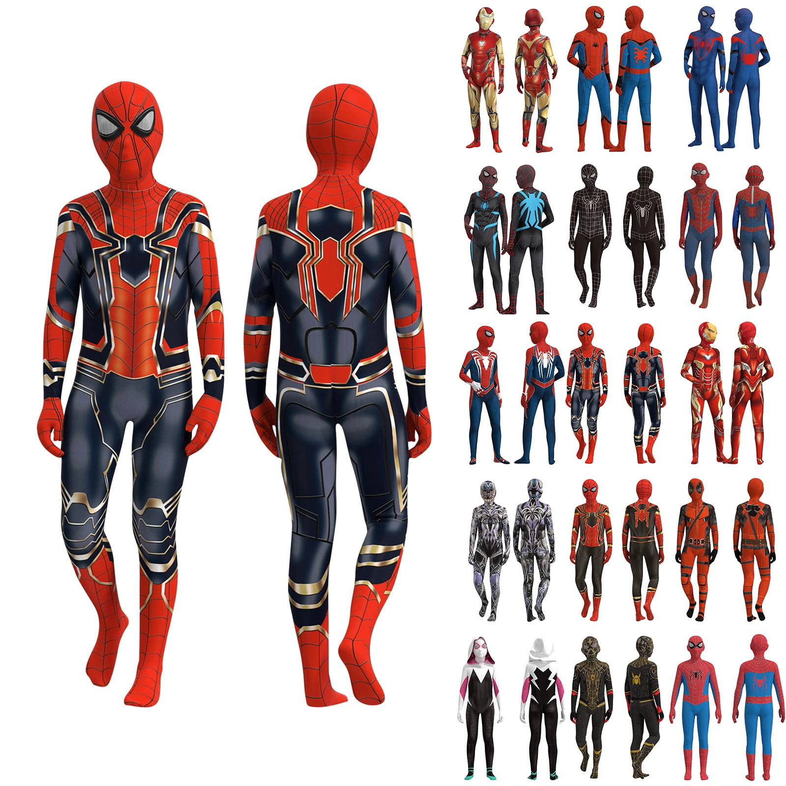 GoCos Iron---Man Full Suit Set for Kids & Adults, Iron Spandex Jumpsuit ...