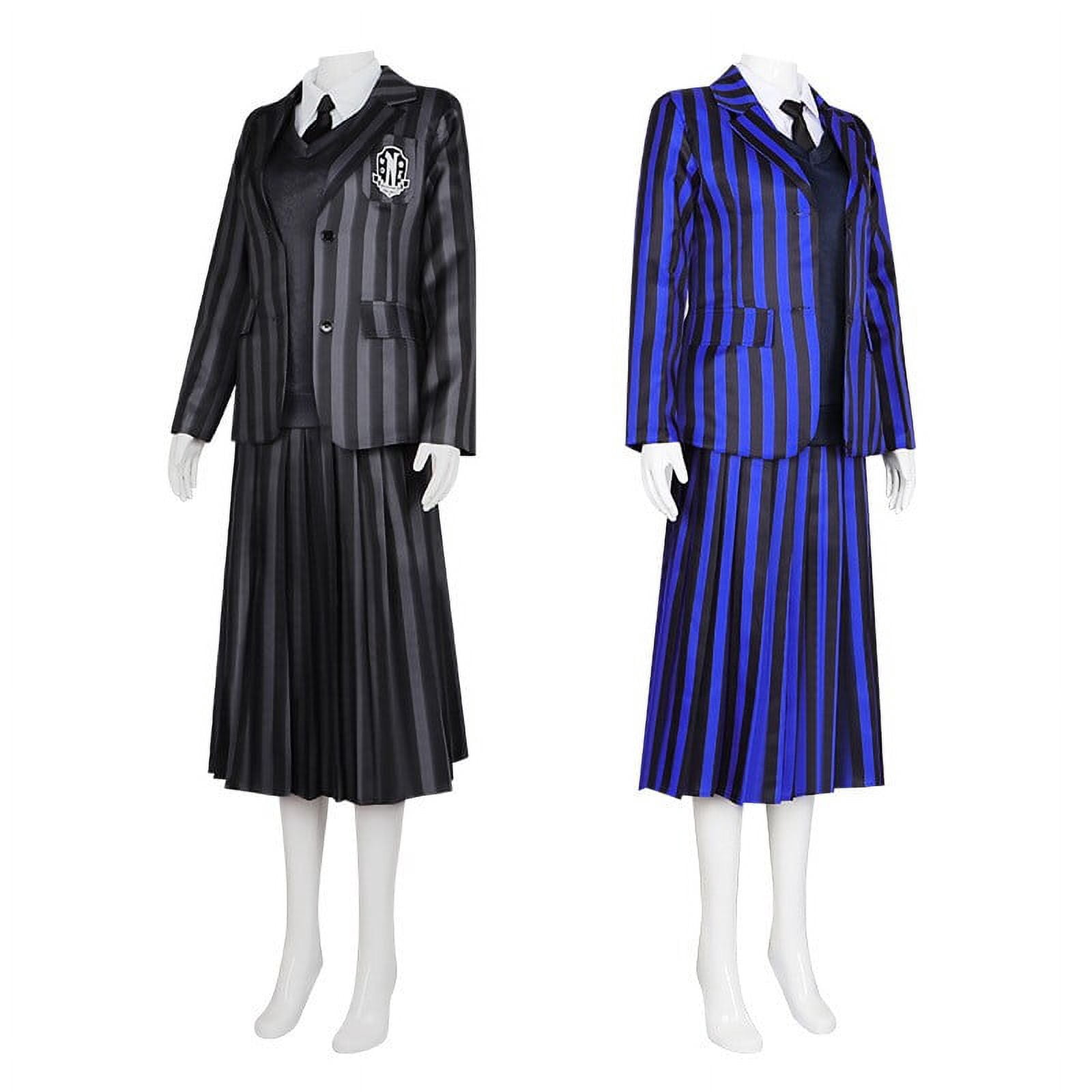 GoCos The Addams Family - Wednesday Striped Jacket Coat with Pleated ...