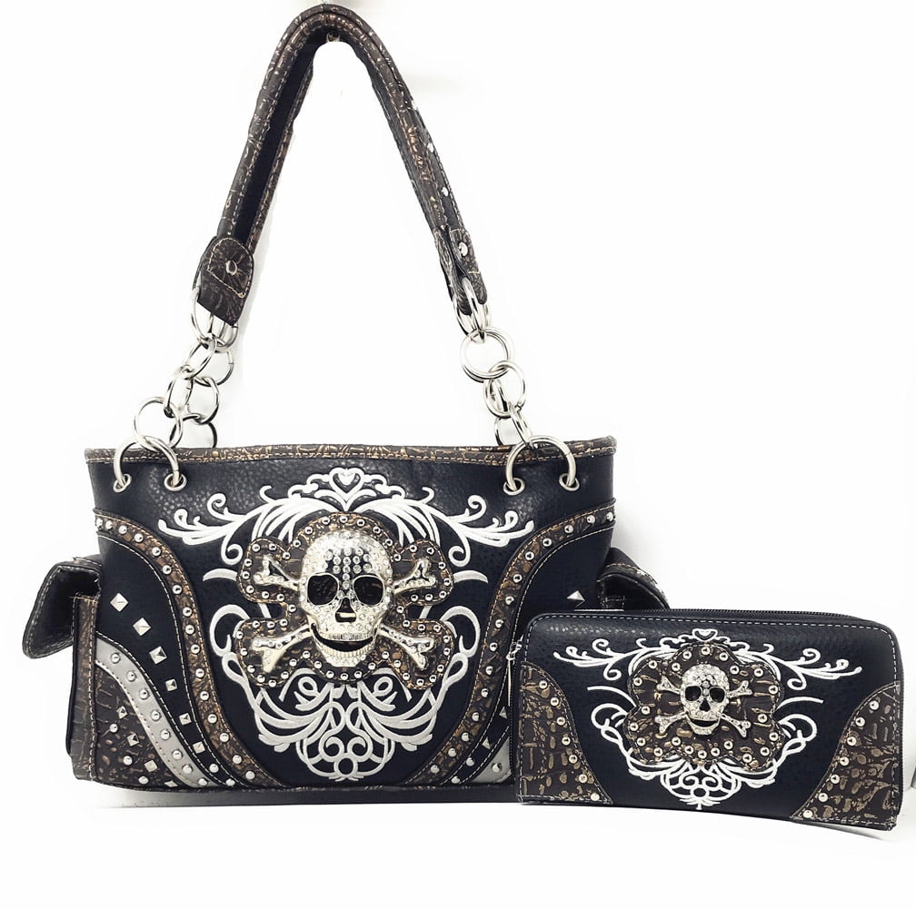 GoCowgirl Women's Skull Bones Skeleton Purse Handbag with Matching ...