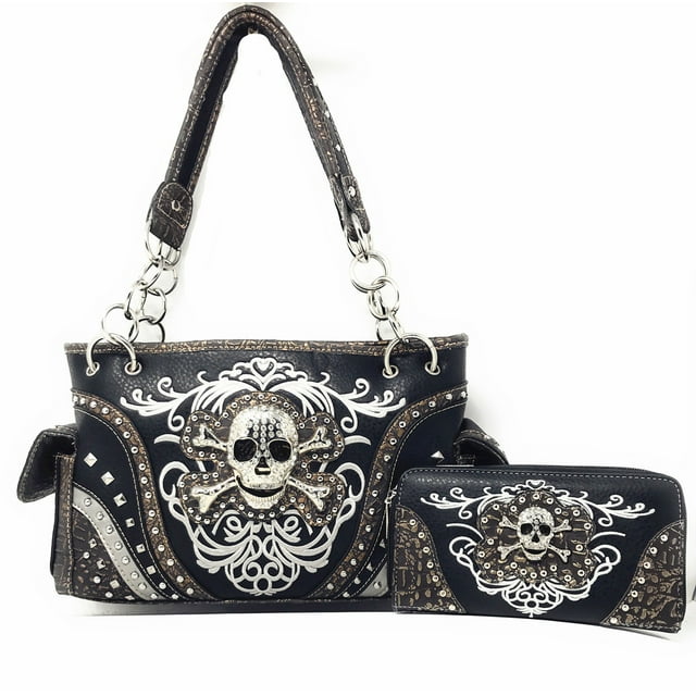 GoCowgirl Women's Skull Bones Skeleton Purse Handbag with Matching ...