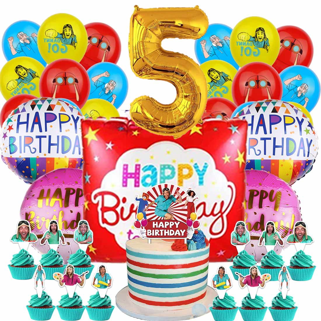GoDanny Party Supplies 5th Decor Kit Balloons Birthday Cake Topper ...