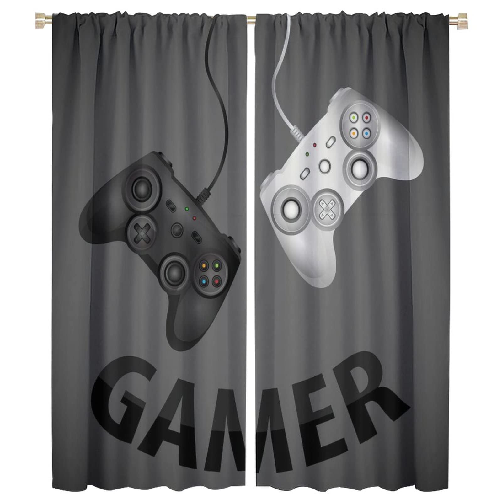 GoDazzling Gamer Curtains Gaming Blackout Curtain, Video Game Gamepad ...