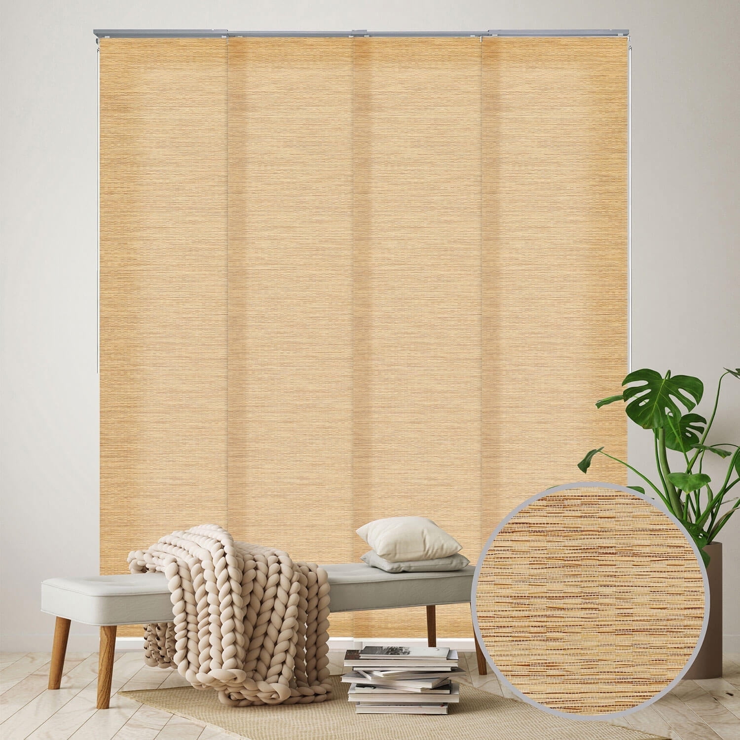 "GoDear Adjustable Sliding Panel Blind, Light Filtering, 45.8""-86"" W ...