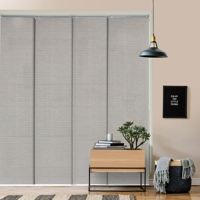 GoDear Design Adjustable Sliding Panel Track Blind, Semi-sheer, Ivory ...