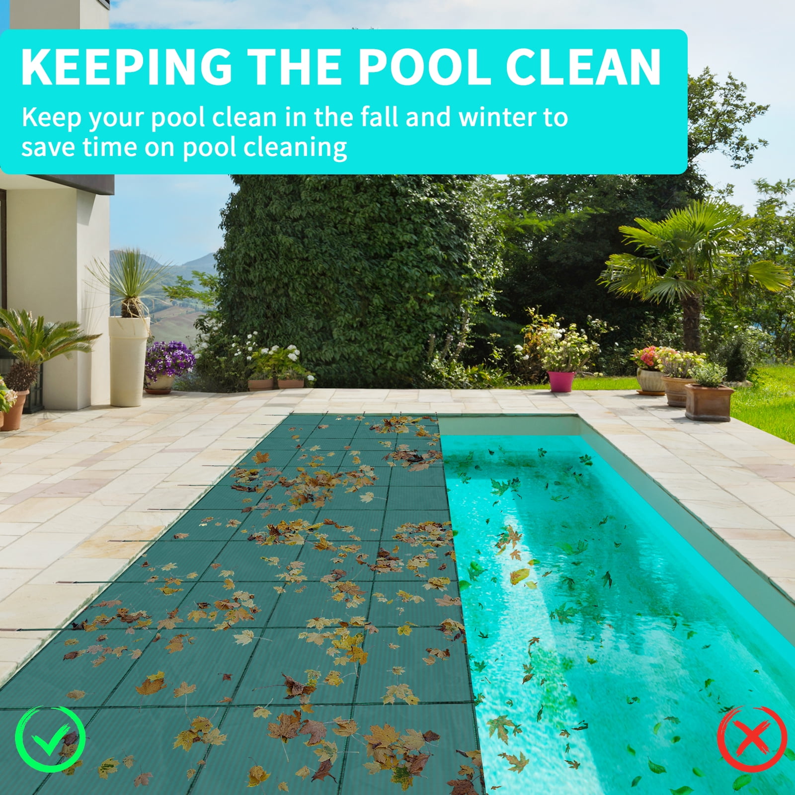 GoDecor 16 x 32 ft, Pool Safety Cover for Inground Pools, Outdoor ...