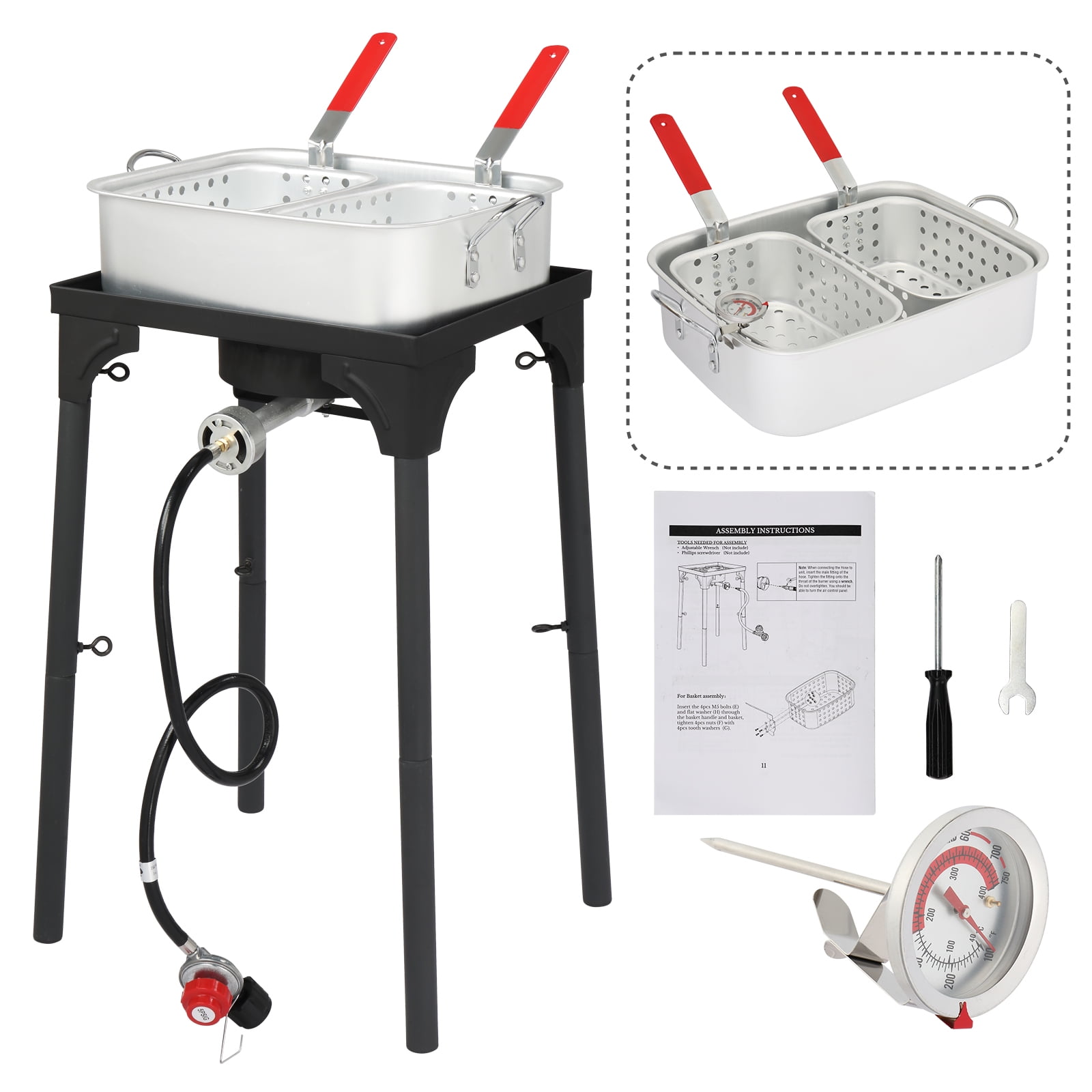GoDecor 18 Qt. Outdoor Propane Deep Fryer, Deep Fryer Pot and 2 Inner ...