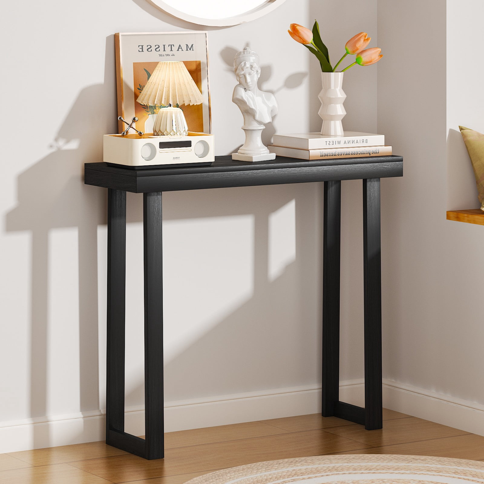 GoDecor 36in Black Console Table, Wood Sofa Table Entryway ...