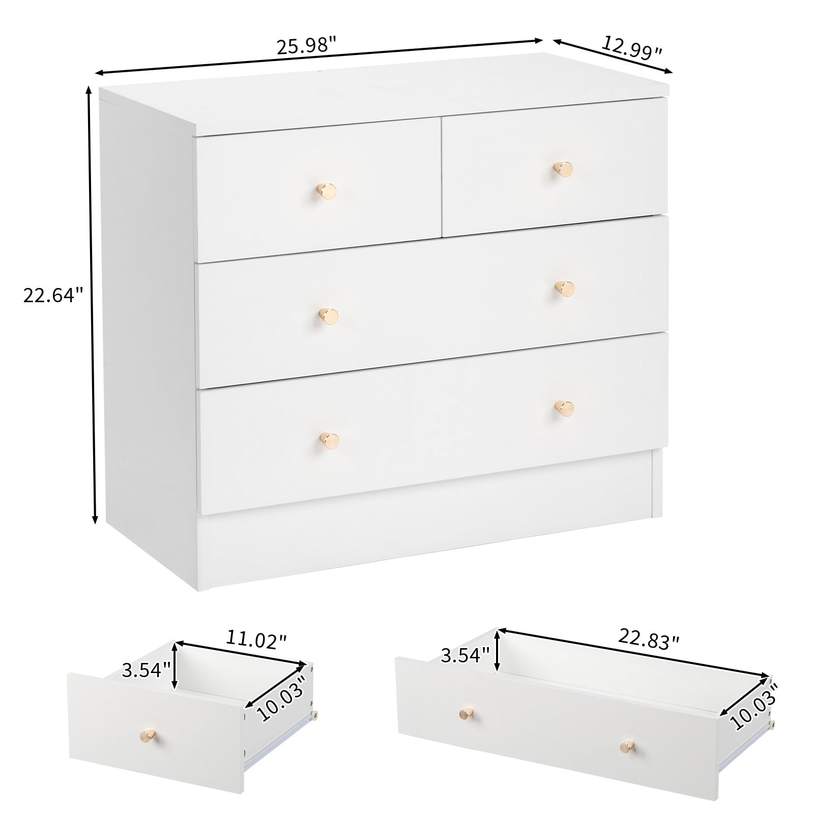 GoDecor 4-Drawer Dresser Chests, Drawer Organizers, Wooden Storage ...