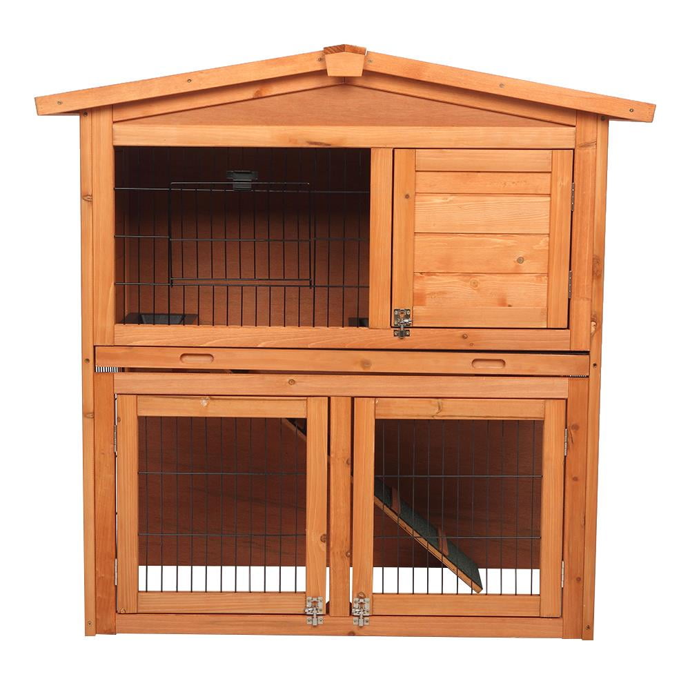 GoDecor 40" 2-Floor Wooden Rabbit Hutch, A-Frame, Wood, Small House ...