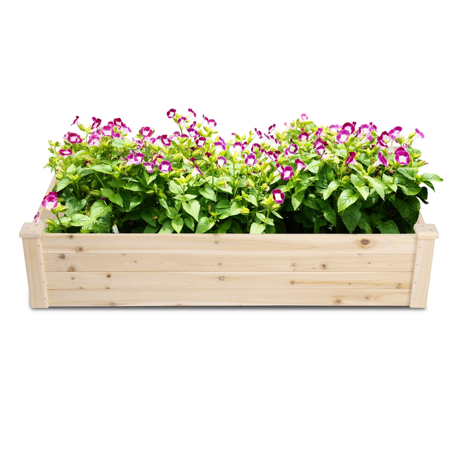 GoDecor 48-Inch Raised Garden Bed Outdoor Wooden Planter Patio Plant ...