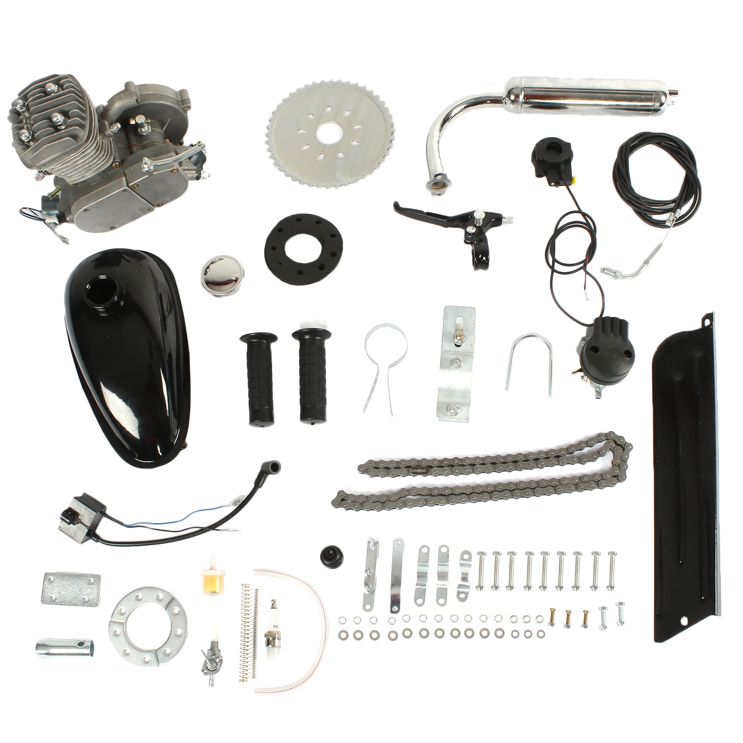 GoDecor 50cc Bicycle Engine Kit, 2-Stroke Cycle Petrol Gas Motor Engine ...