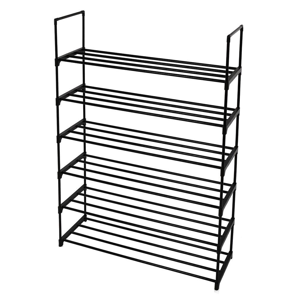 GoDecor 6-Tiers 30-Pairs Shoe Storage Rack Shoe Tower Shelf Black ...
