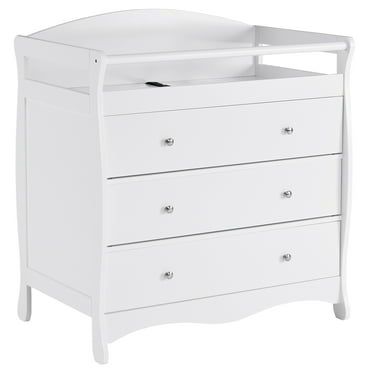 Delta Children Hayes Changing Table with Fabric Bins, Bianca White/Flax Bins - Walmart.com