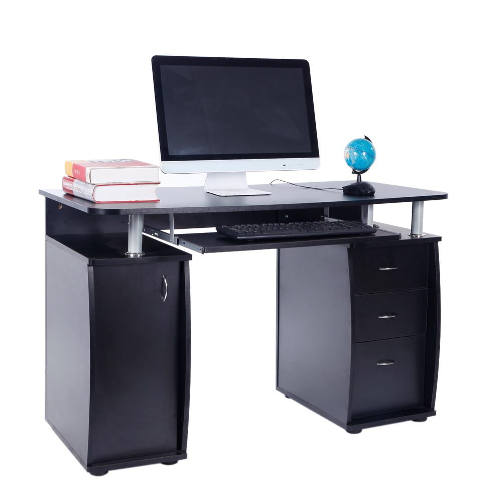 GoDecor Computer Desk with Storage Cabinet & Drawer, Wooden Home Office ...