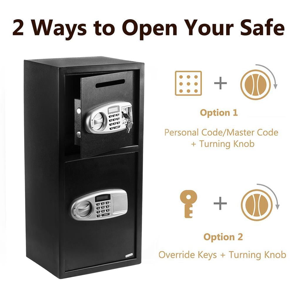 GoDecor Double Door Digital Safe Depository Drop Box Safes Password Key ...