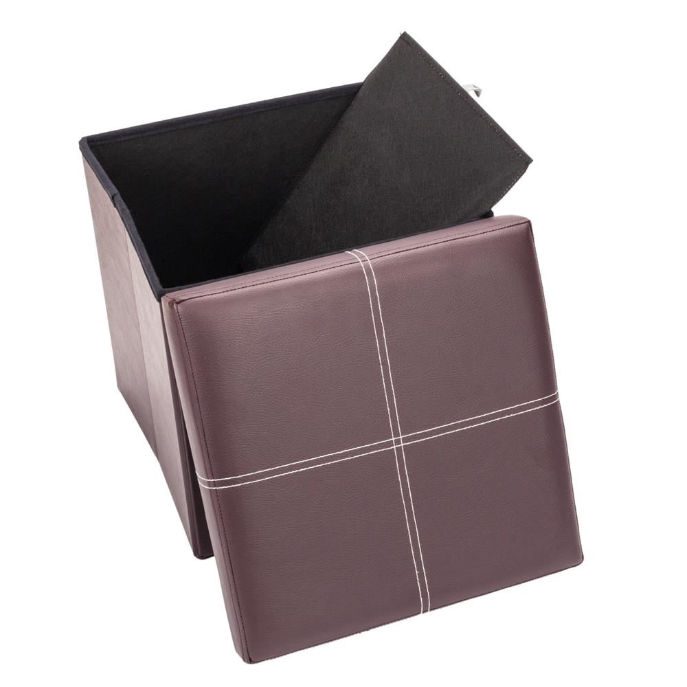 GoDecor Folding Leather Ottoman Footstool,Square Footrest Storage with ...