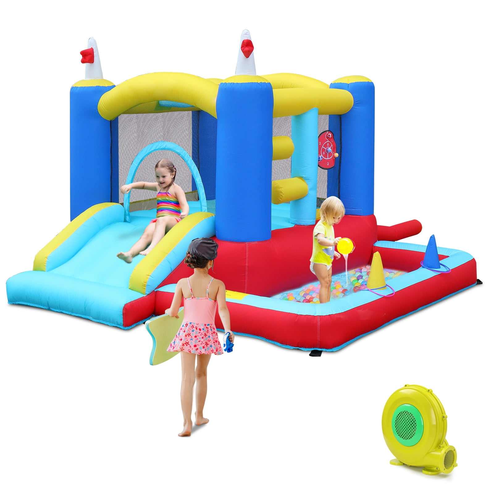 GoDecor Inflatable Bounce House with Blower, Indoor & Outdoor Bouncy ...