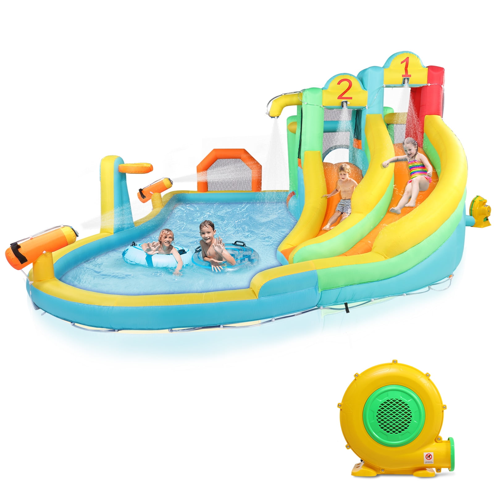 GoDecor Inflatable Bounce House with Water Slide, Backyard Inflatable ...