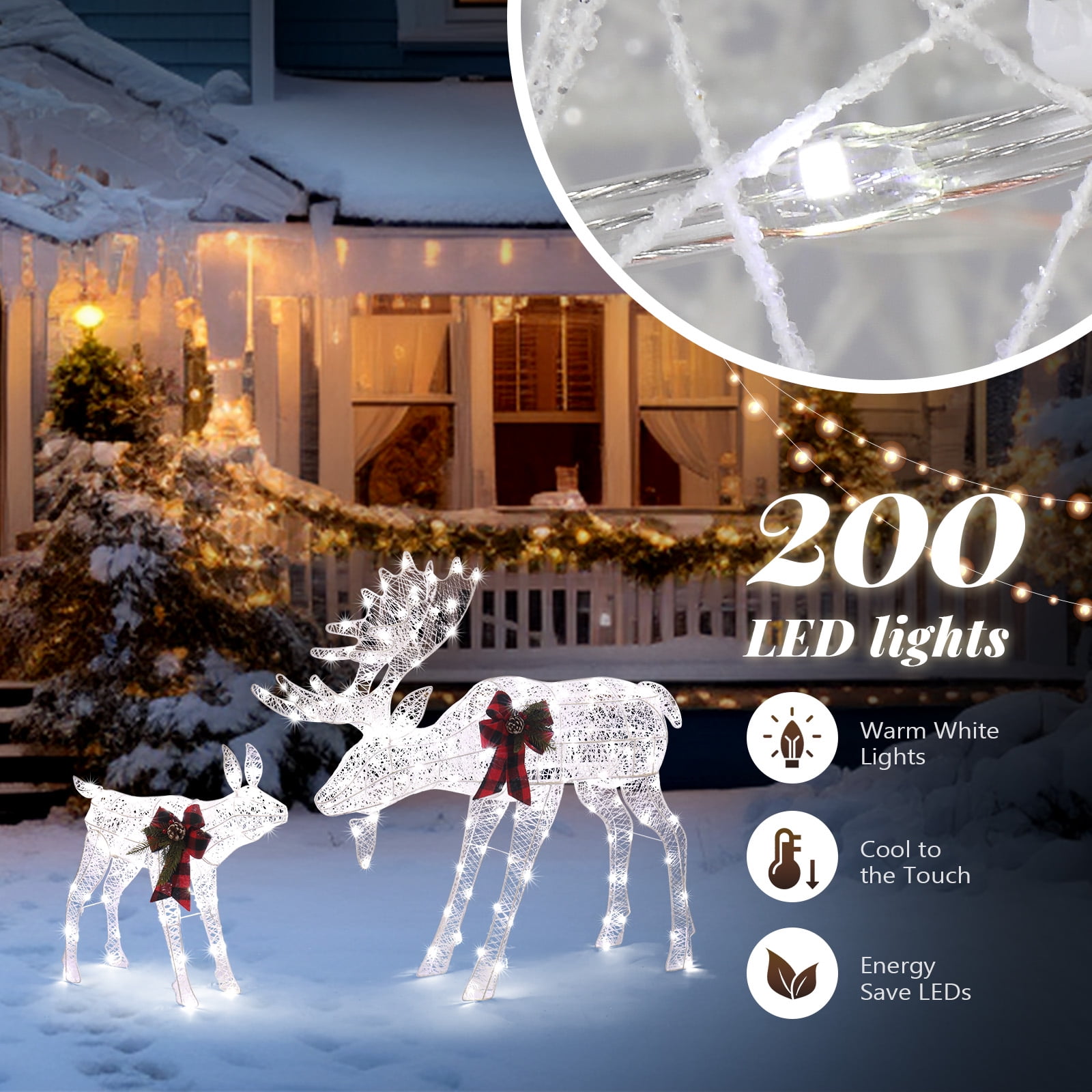 GoDecor Lighted Christmas Decoration Moose Family - Light up Moose 2 ...