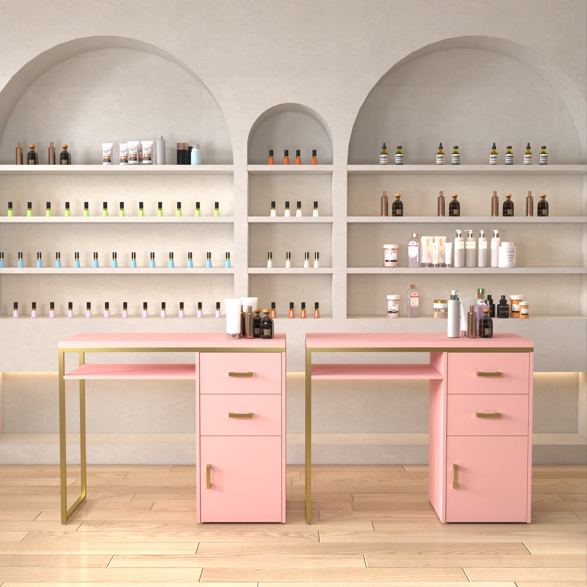 GoDecor Nail Computer Desk Manicure Writing Table with Iron Frame 1in ...