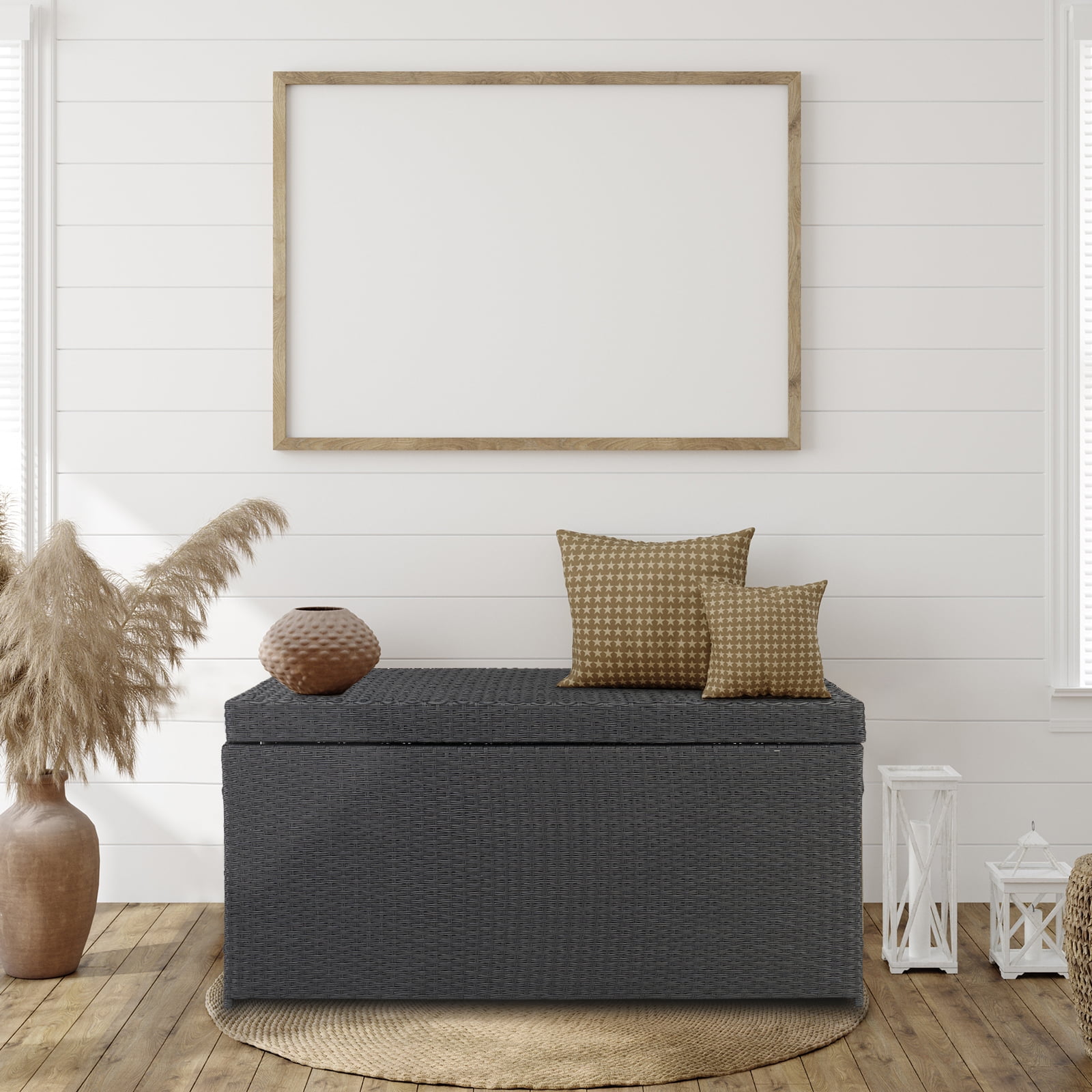 GoDecor Premium 132-Gallon Black Waterproof Wicker Storage Box ...