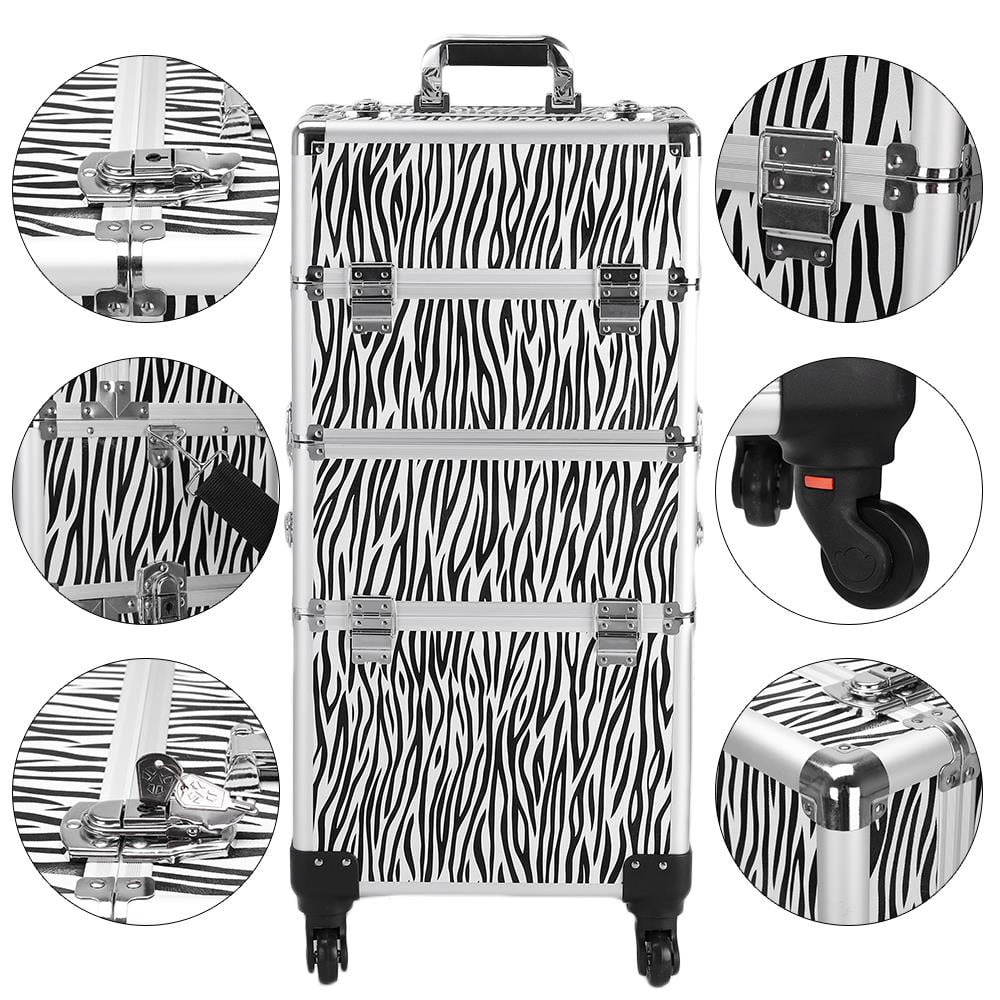 GoDecor Professional 3 in 1 Rolling Makeup Trolley Artist Train Case ...