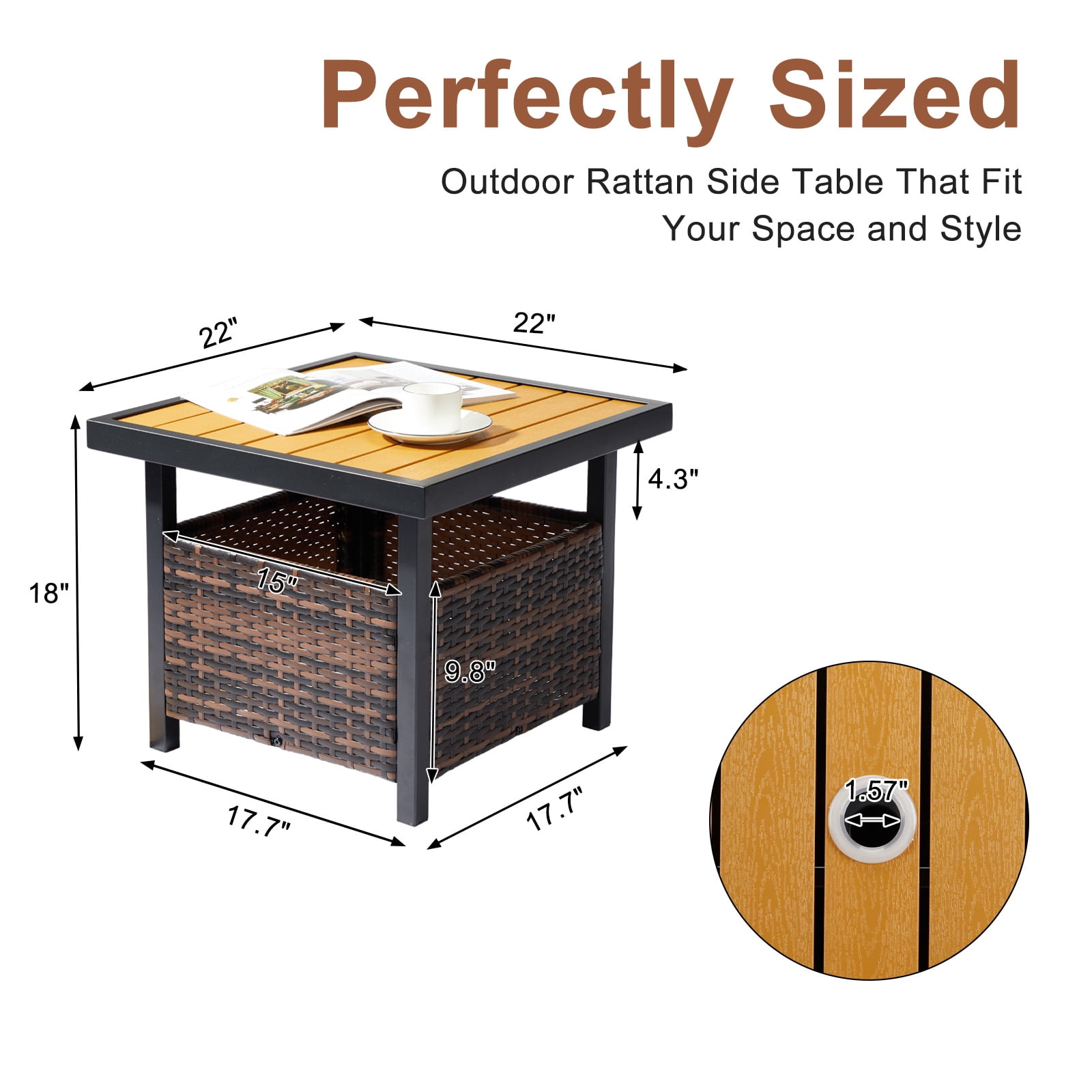 GoDecor Wicker Bistro Table for Balcony, Deck, Patio Wicker Furniture ...