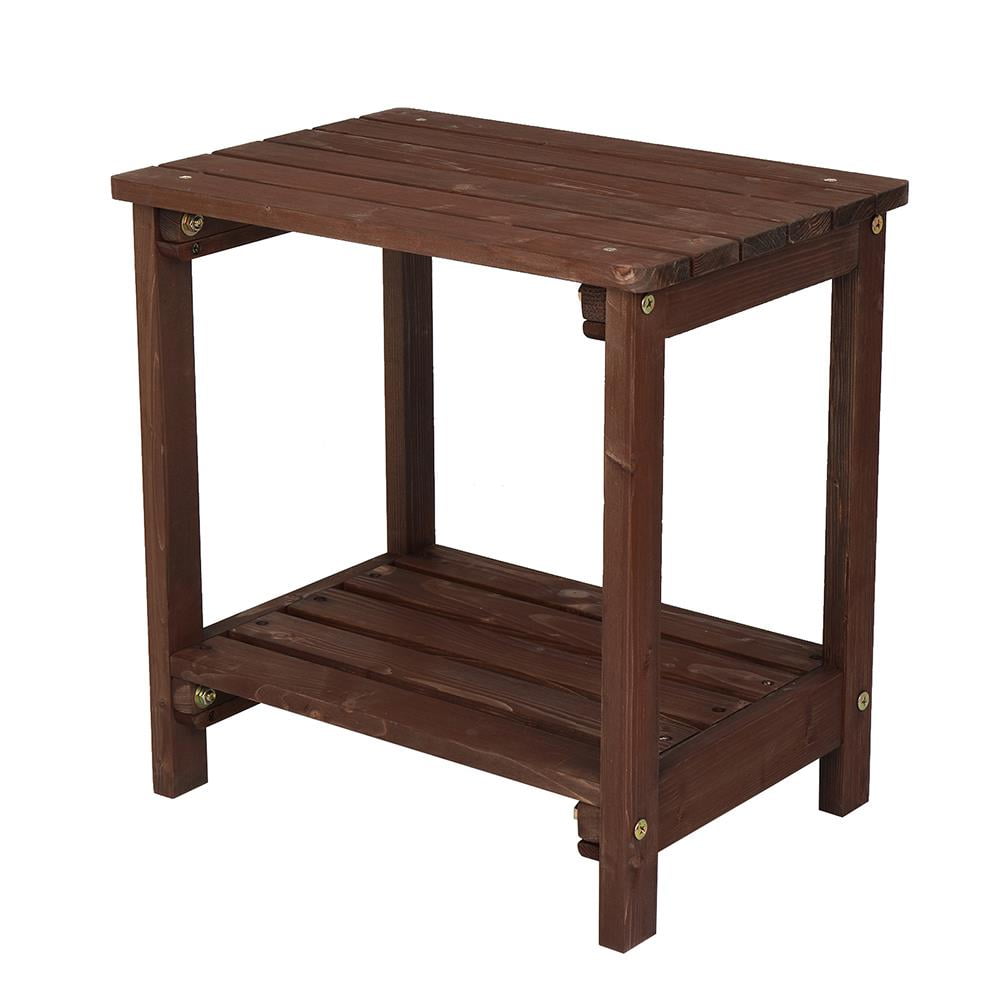 GoDecor Rectangular Wooden Side Table, Natural Finish, Indoor/Outdoor ...