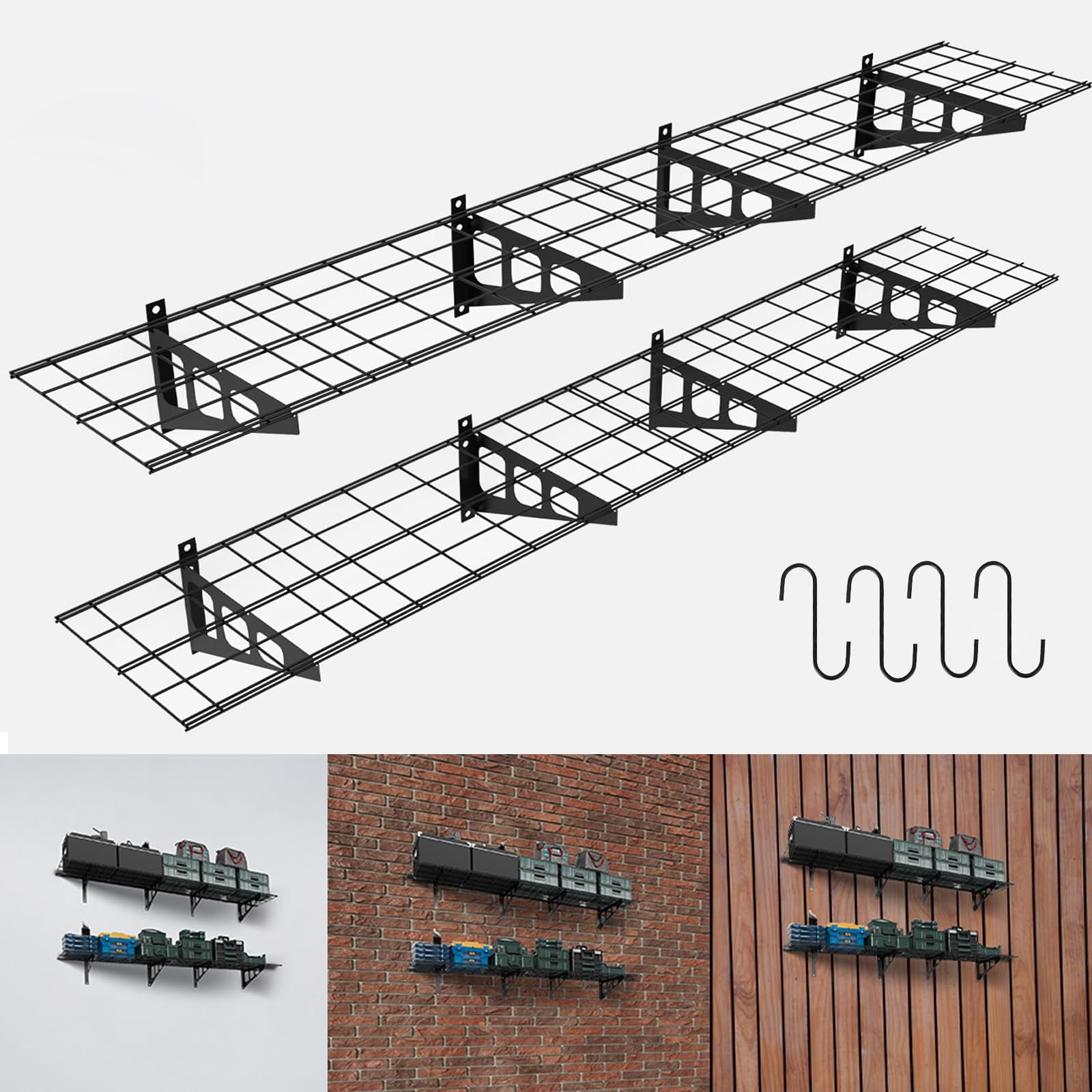GoFashion 2-Pack 1.6x4ft Garage Wall Shelving Heavy Duty Wall Shelves ...