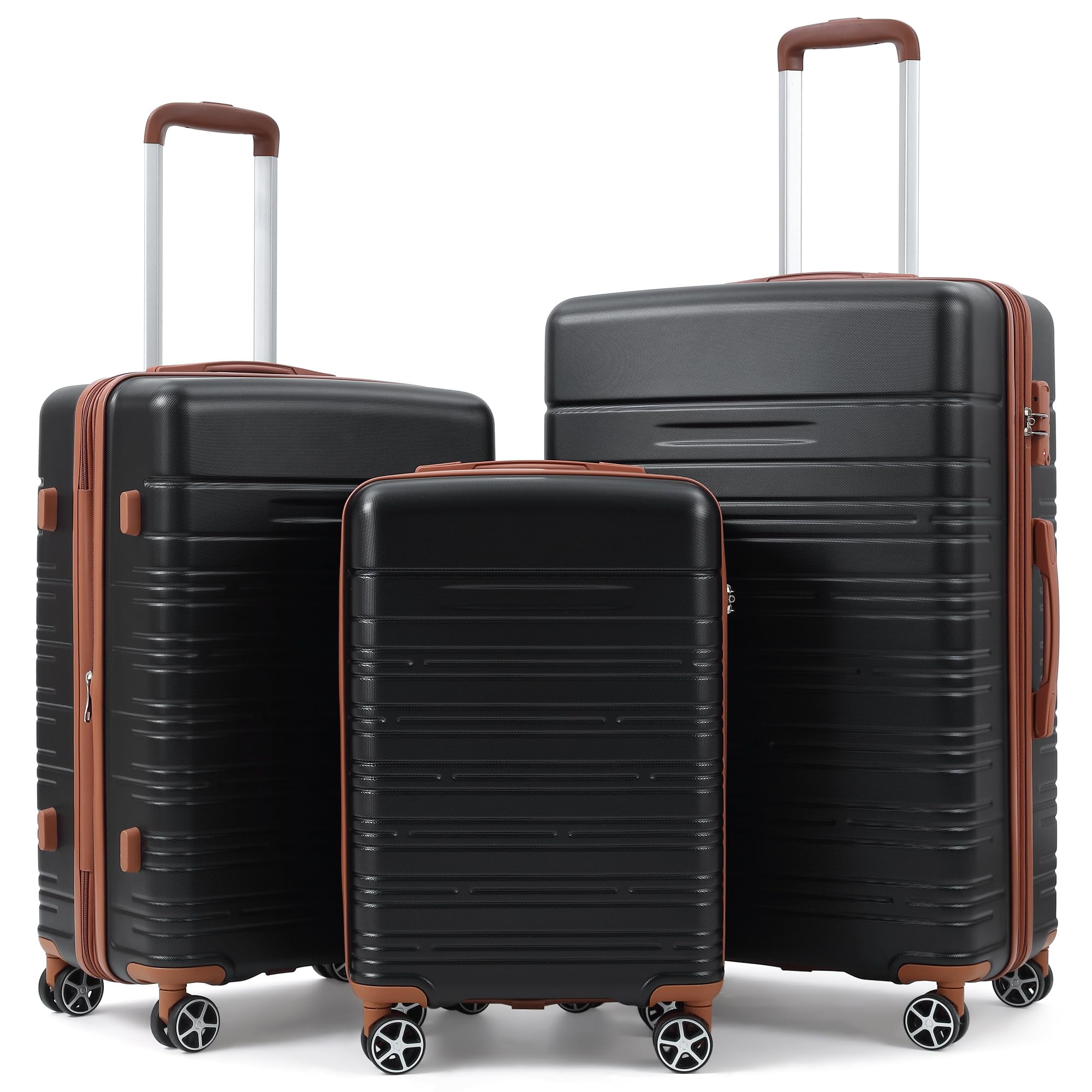 GoFashion 20/24/28" 3 Pcs Hardshell Luggage Set Expandable Suitcase Set ...