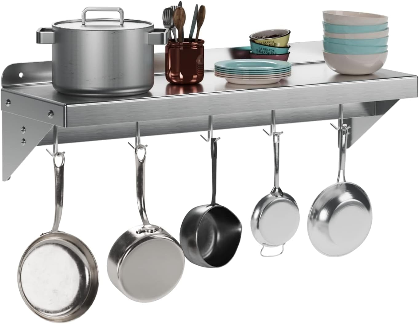 GoFashion 24 x 12 Inches Stainless Steel Shelf Wall Mounted Floating ...